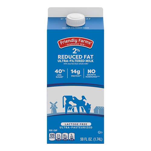 Friendly Farms Lactose Free 2% Reduced Fat Ultra Filtered Milk, 59 fl oz